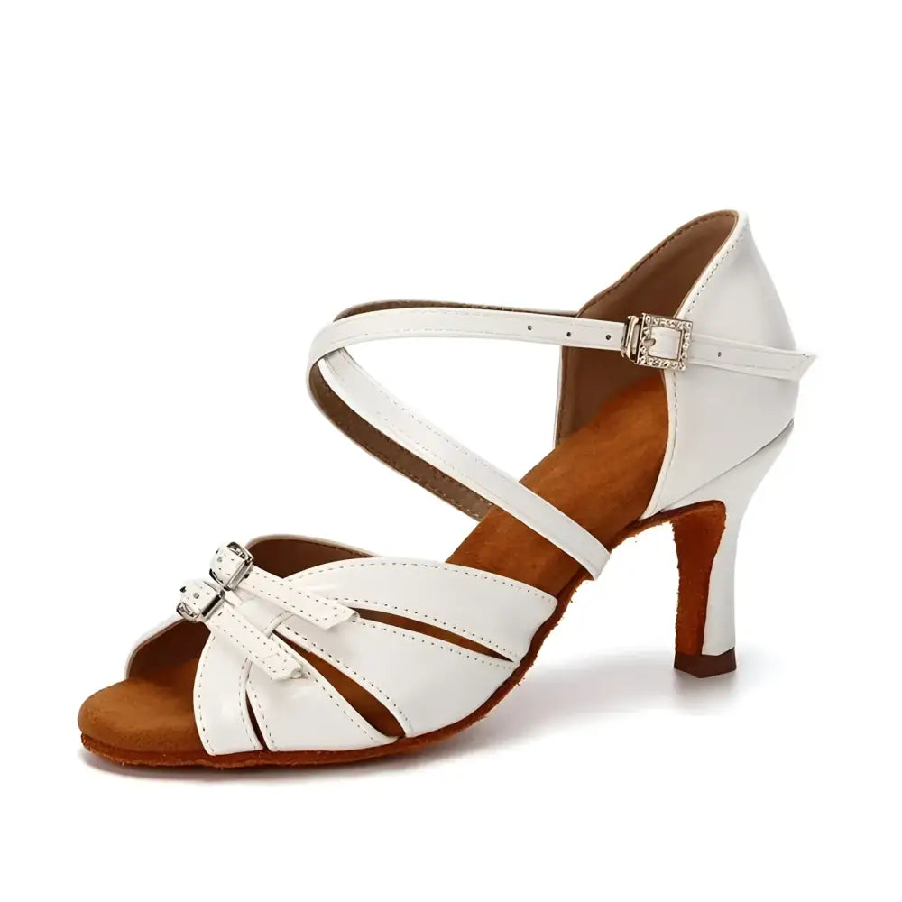 Sandales de danse latine blanches - Perle | Lady’s dance shoes
